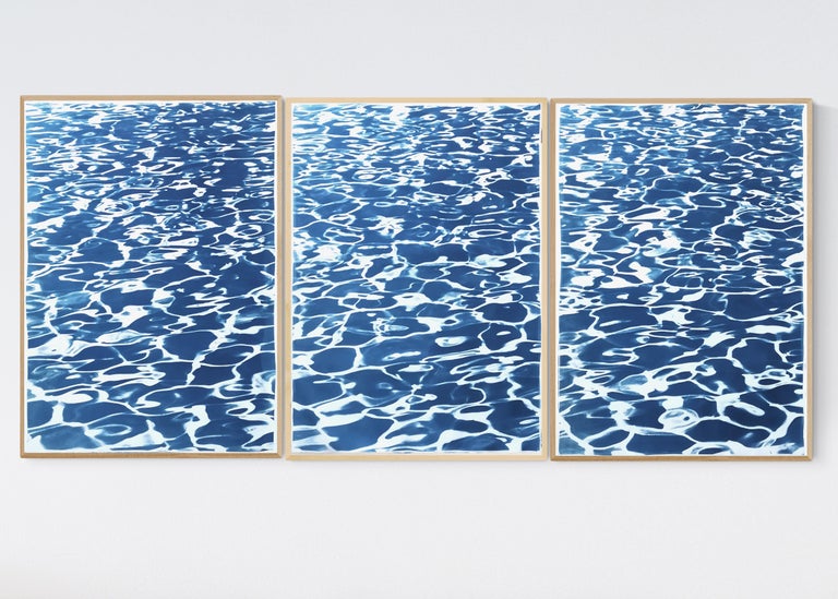 Kind of Cyan - Pool Patterns, Nautical Abstract Seascape Triptych, Blue ...