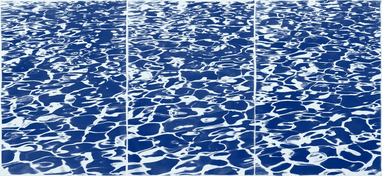 Kind of Cyan - Pool Patterns, Nautical Abstract Seascape Triptych, Blue ...