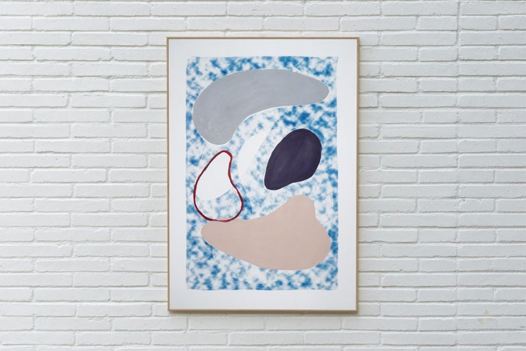 Kind of Cyan - Skin Colors on Smokey Blue, Mixed Media Acrylic Painting ...