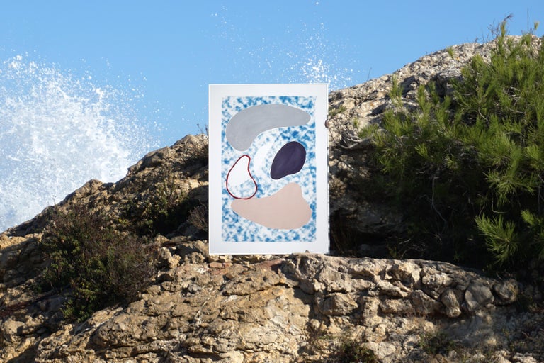 Kind of Cyan - Skin Colors on Smokey Blue, Mixed Media Acrylic Painting ...