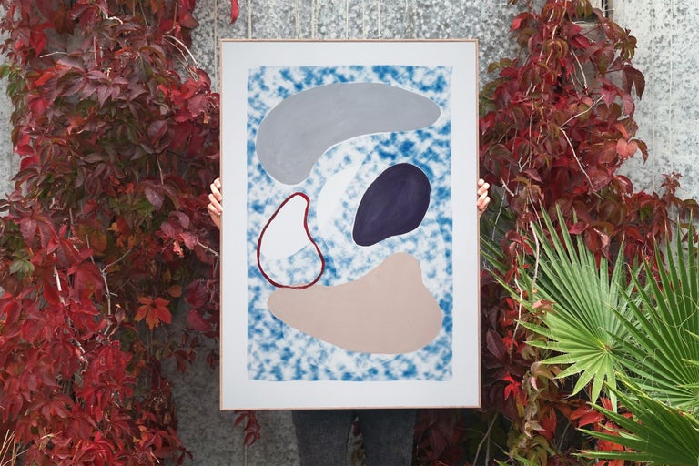 Kind of Cyan - Skin Colors on Smokey Blue, Mixed Media Acrylic Painting ...