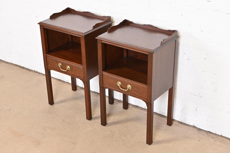 Kindel Furniture Georgian Carved Mahogany Nightstands, Newly Refinished ...