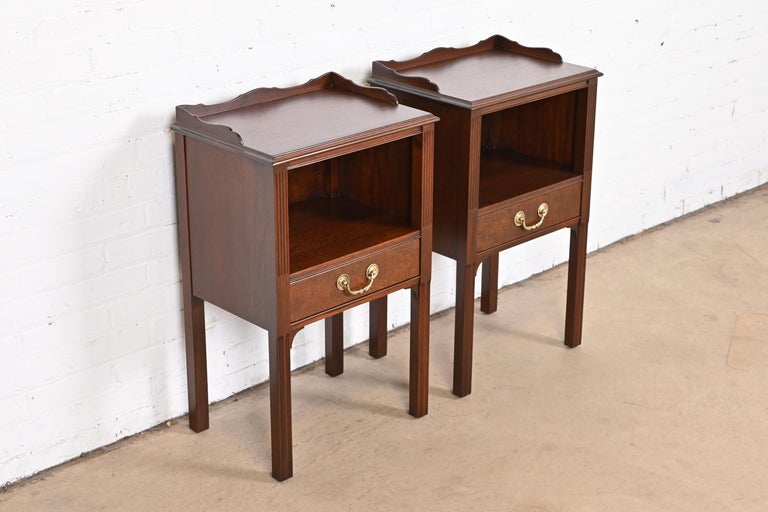 Kindel Furniture Georgian Carved Mahogany Nightstands, Newly Refinished ...