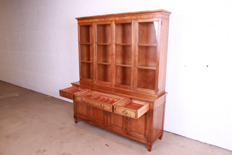 Kindel Furniture Mid-Century French Regency Cherry Breakfront Bookcase ...