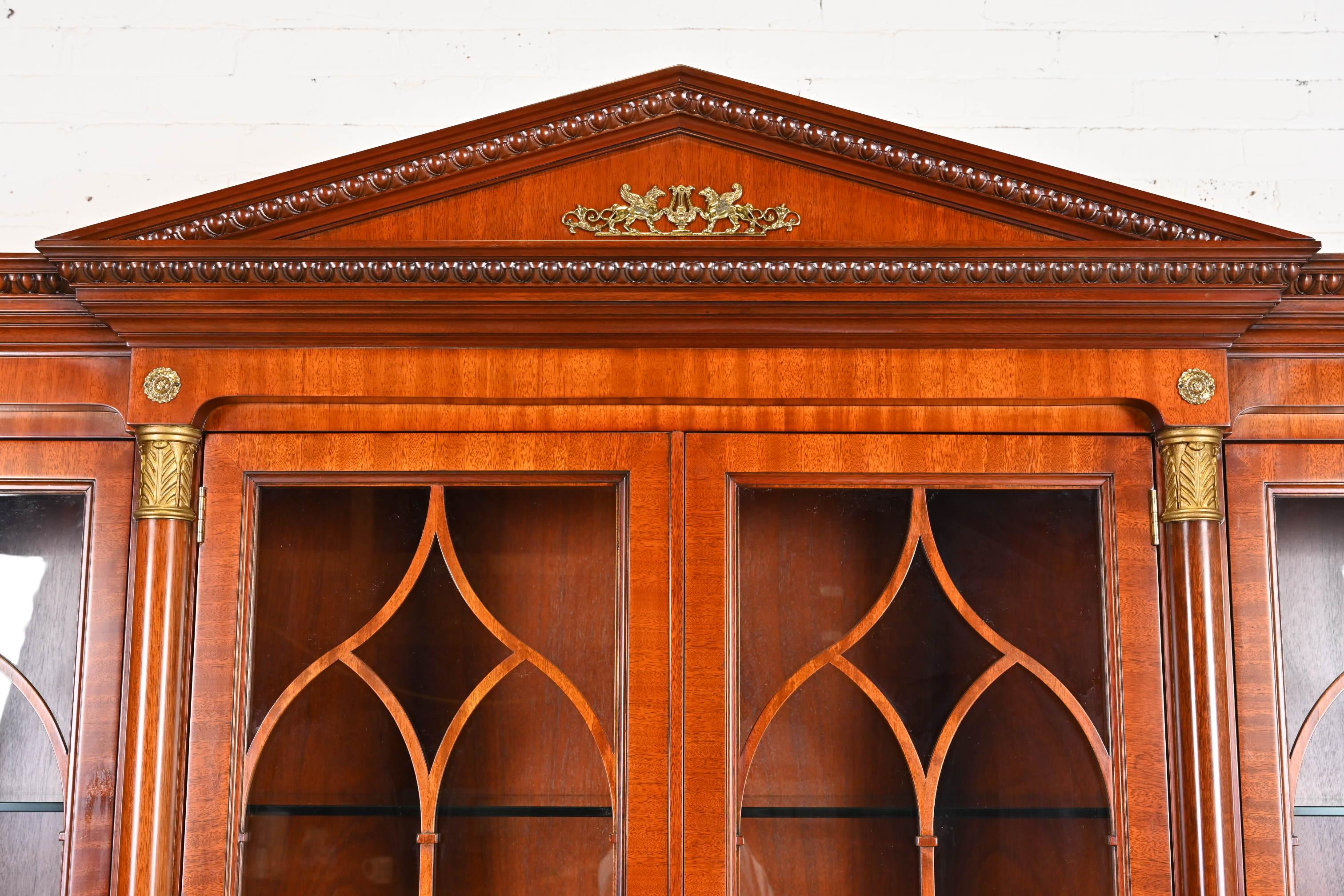 Kindel Furniture Neoclassical Mahogany Lighted Breakfront Bookcase ...