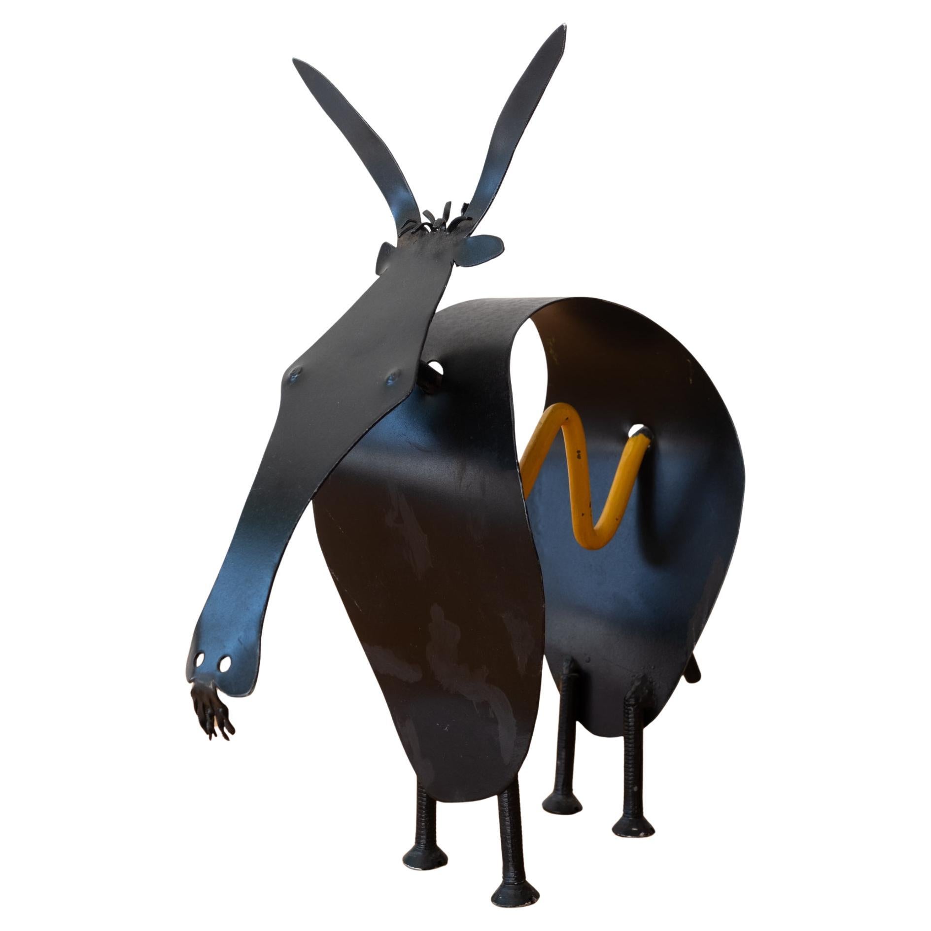 Kinetic Metal Donkey Sculpture Signed TIHANY For Sale at 1stDibs