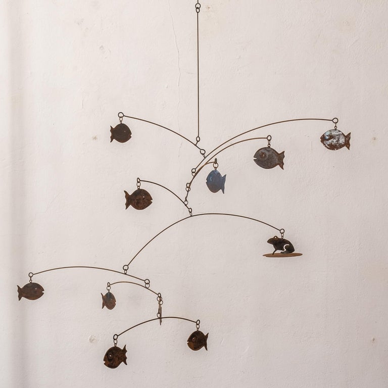 Kinetic Mid Century Fish Mobile Sculpture at 1stDibs