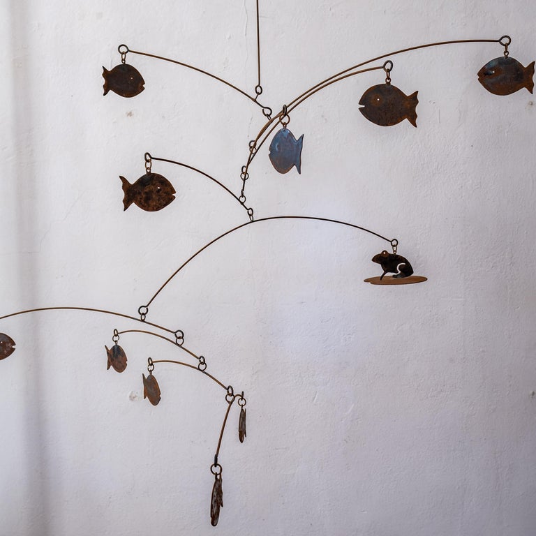 Kinetic Mid Century Fish Mobile Sculpture at 1stDibs