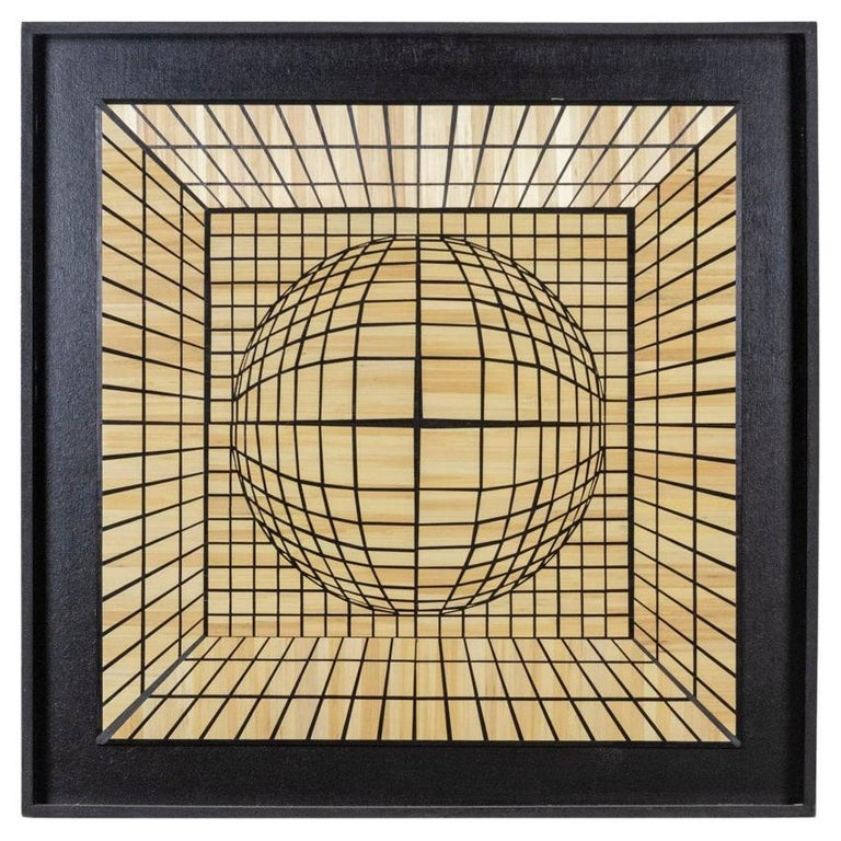 Kinetic panel in straw marquetry, contemporary work For Sale at 1stDibs