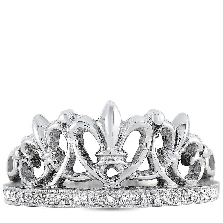 King Baby 14K White Gold and Gemstone Tiara Ring For Sale at 1stDibs