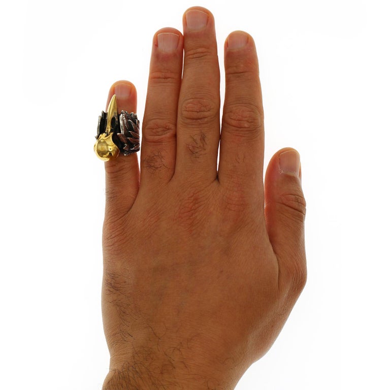 King Baby 925 Sterling Silver Raven And Skull Feather Ring For Sale at ...