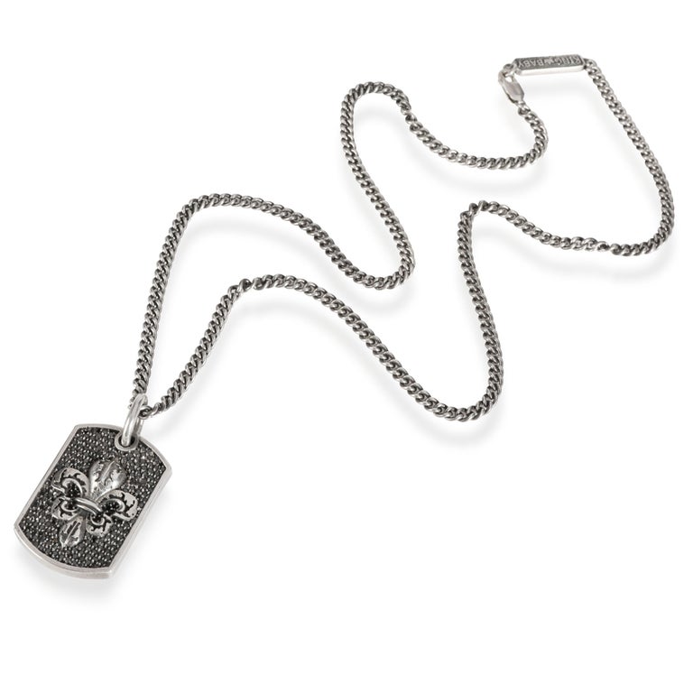 King Baby Pave Black Diamond Fleur-de-Lis Relic Dog Tag Pendant in ...
