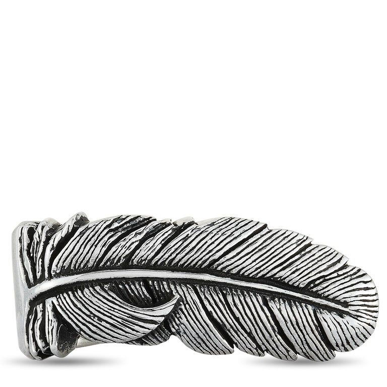 King Baby Raven Feather Silver Ring For Sale at 1stDibs