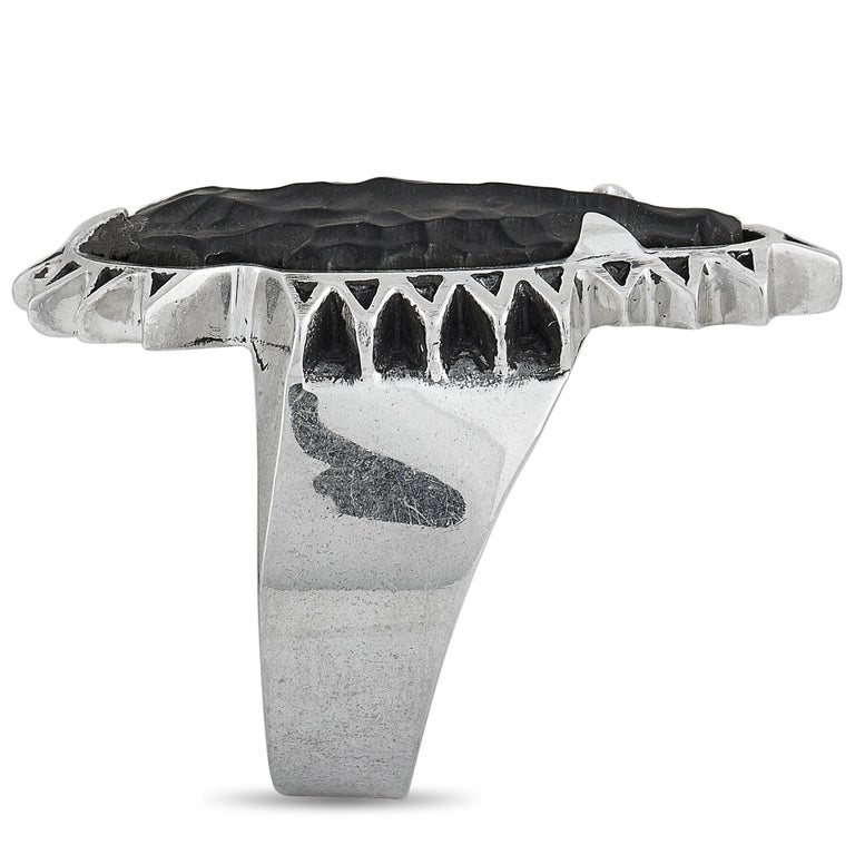 King Baby Silver and Carved Jet Arrowhead in Sawtooth Ring For Sale at ...