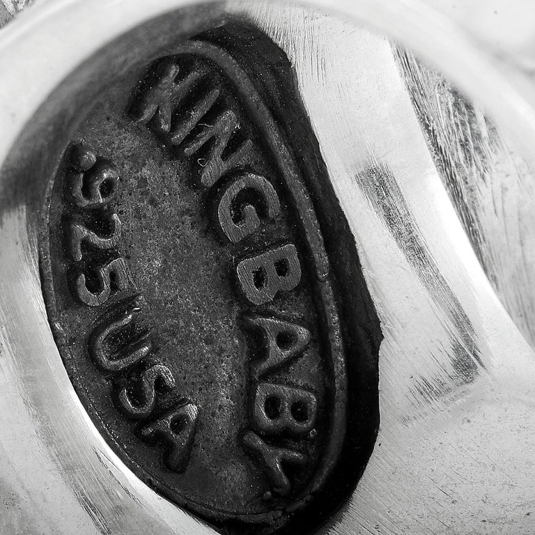 King Baby Silver and Carved Jet Arrowhead in Sawtooth Ring For Sale at ...