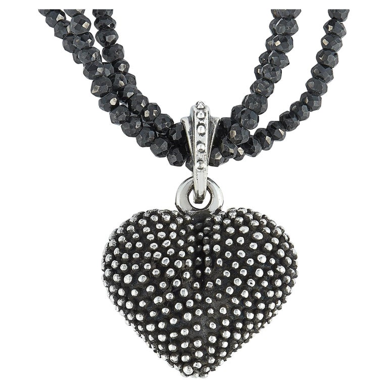 King Baby Silver and Spinel Industrial Texture Heart Necklace For Sale ...