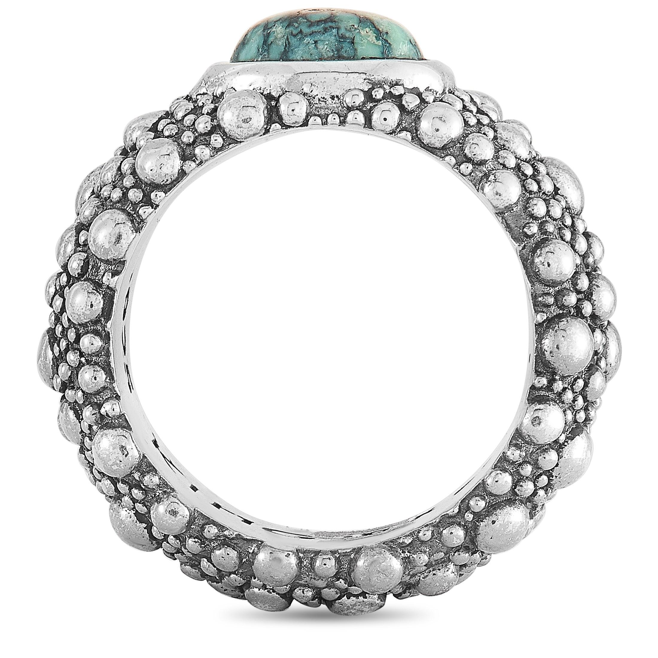 King Baby Silver and Spotted Turquoise Stingray Texture Ring at 1stDibs