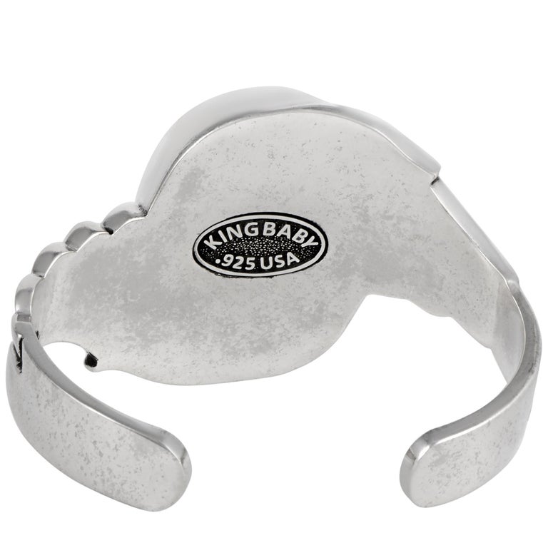 King Baby Silver and Spotted Turquoise Wing Top Hat Cuff Bracelet For ...