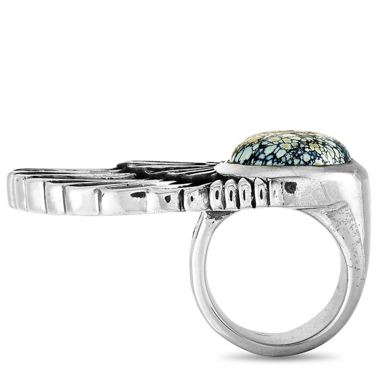 King Baby Silver and Turquoise Wing Ring For Sale at 1stDibs