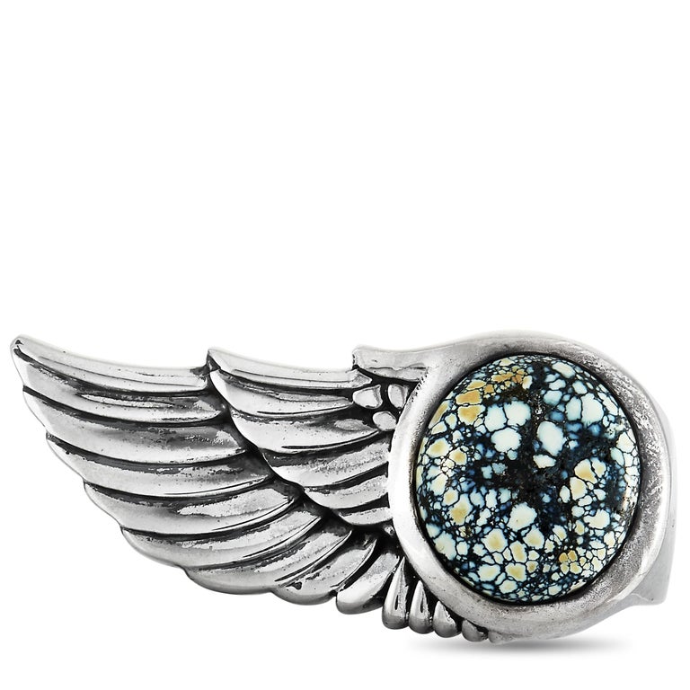 King Baby Silver and Turquoise Wing Ring For Sale at 1stDibs
