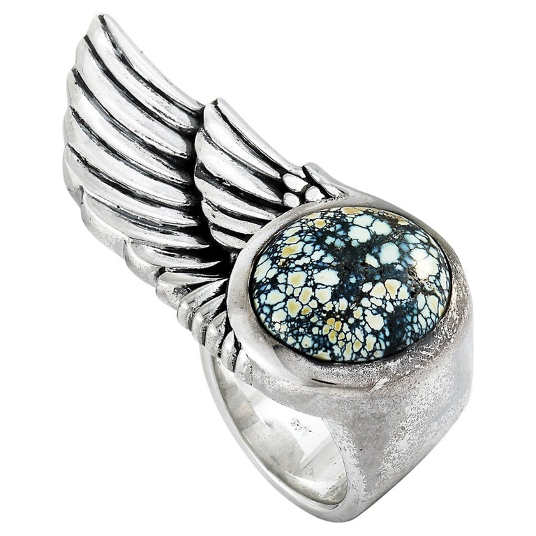 King Baby Silver and Turquoise Wing Ring For Sale at 1stDibs