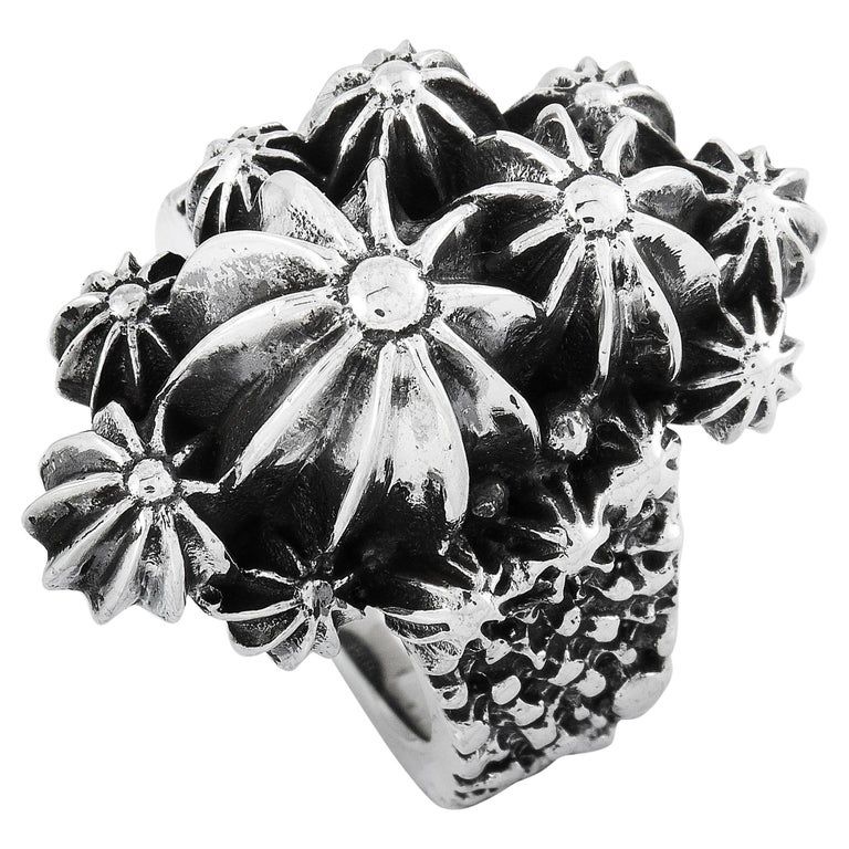 King Baby Silver Cacti Cluster Ring For Sale at 1stDibs