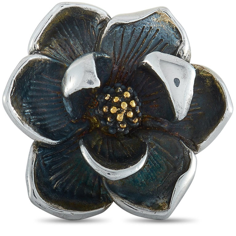 King Baby Silver Magnolia Flower Ring For Sale at 1stDibs