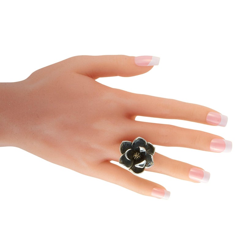 King Baby Silver Magnolia Flower Ring For Sale at 1stDibs
