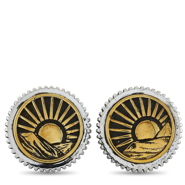 King Baby Silver Sun Concho Cufflinks For Sale at 1stDibs