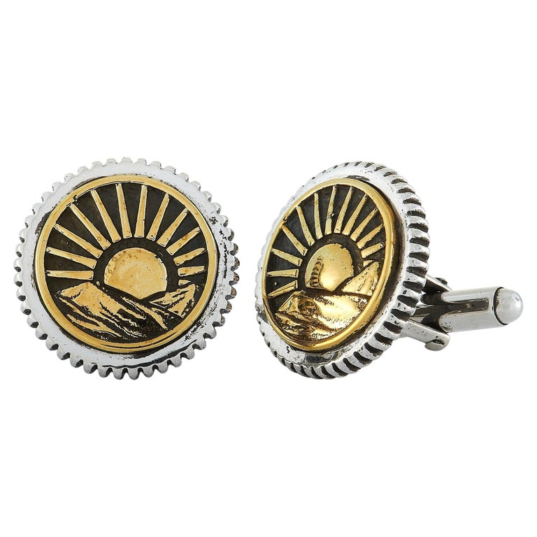 King Baby Silver Sun Concho Cufflinks For Sale at 1stDibs