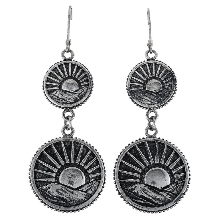 King Baby Silver Sun Concho Earrings For Sale at 1stDibs