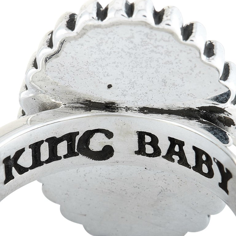 King Baby Small Starburst Concho Silver and Spotted Turquoise Ring For ...