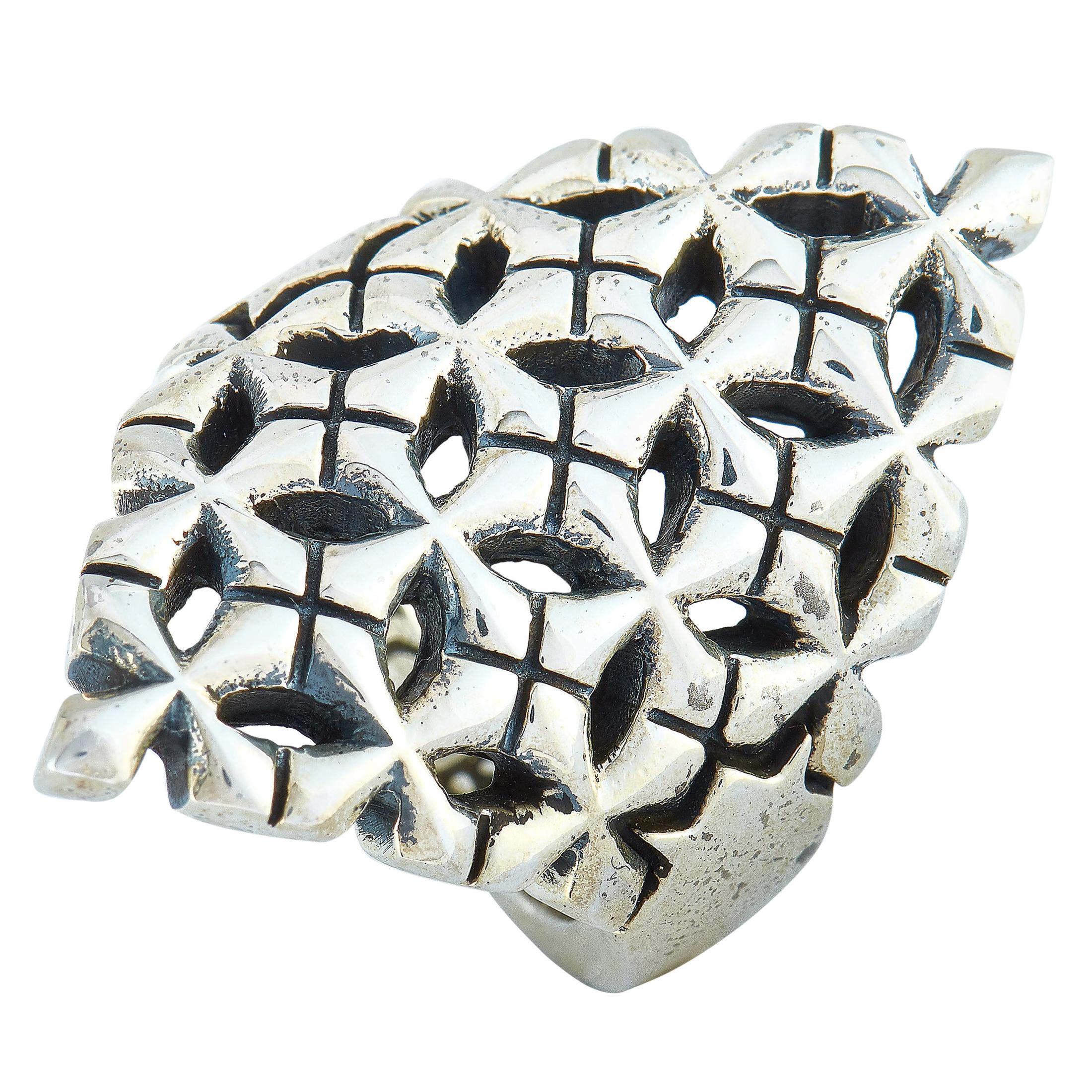 King Baby Sterling Silver Cross Shield Ring at 1stDibs