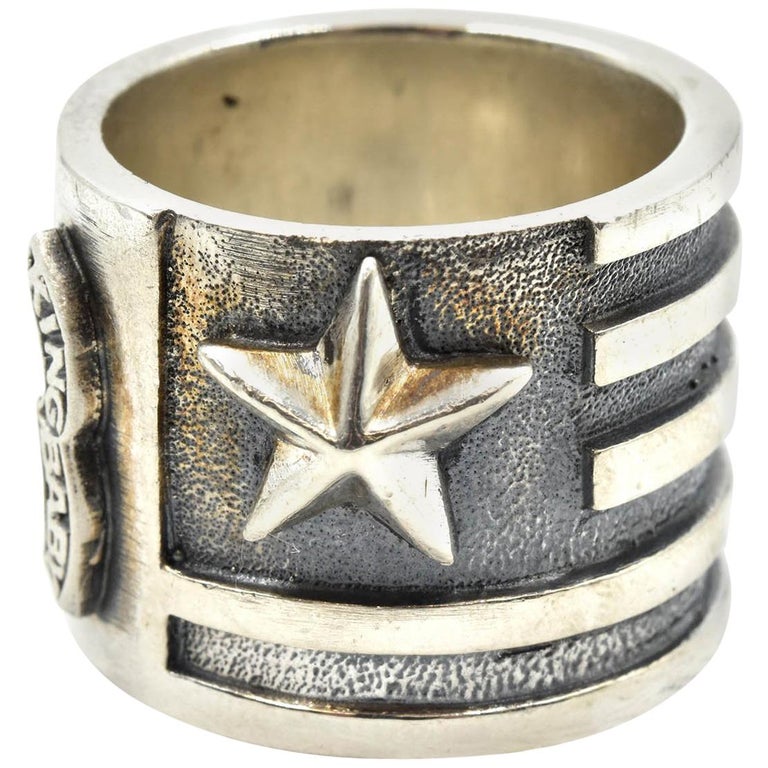 King Baby Sterling Silver Flag Ring at 1stDibs