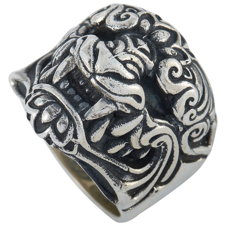 King Baby Sterling Silver Oni Mask Ring at 1stDibs