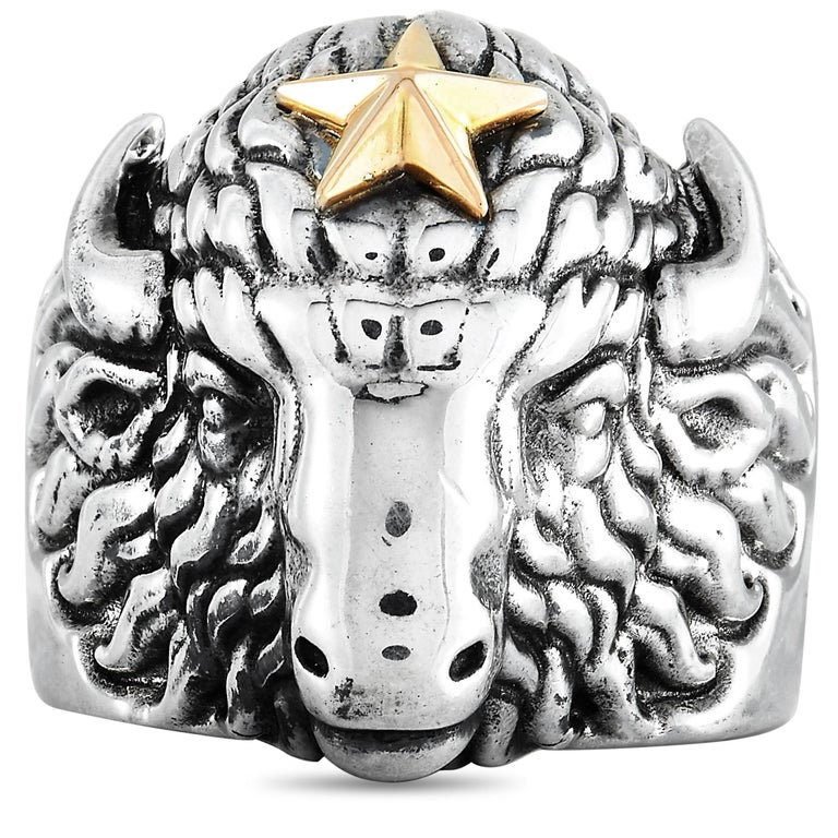 King Baby Sterling Silver Star Buffalo Ring For Sale at 1stDibs