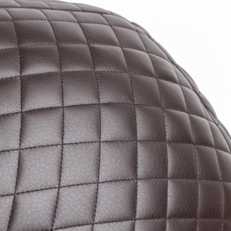 Diamond Ottoman 22" in Chocolate Brown Leather by Moses Nadel For Sale ...