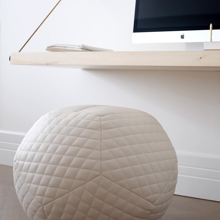 Diamond Ottoman 22" in Chocolate Brown Leather by Moses Nadel For Sale ...