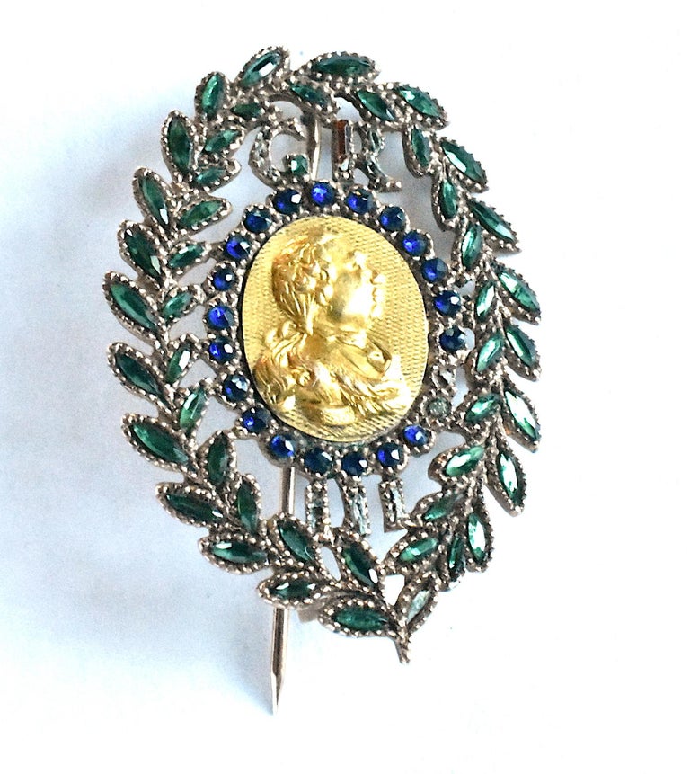 King George III Vauxhall Glass Commemorative Brooch For Sale at 1stdibs