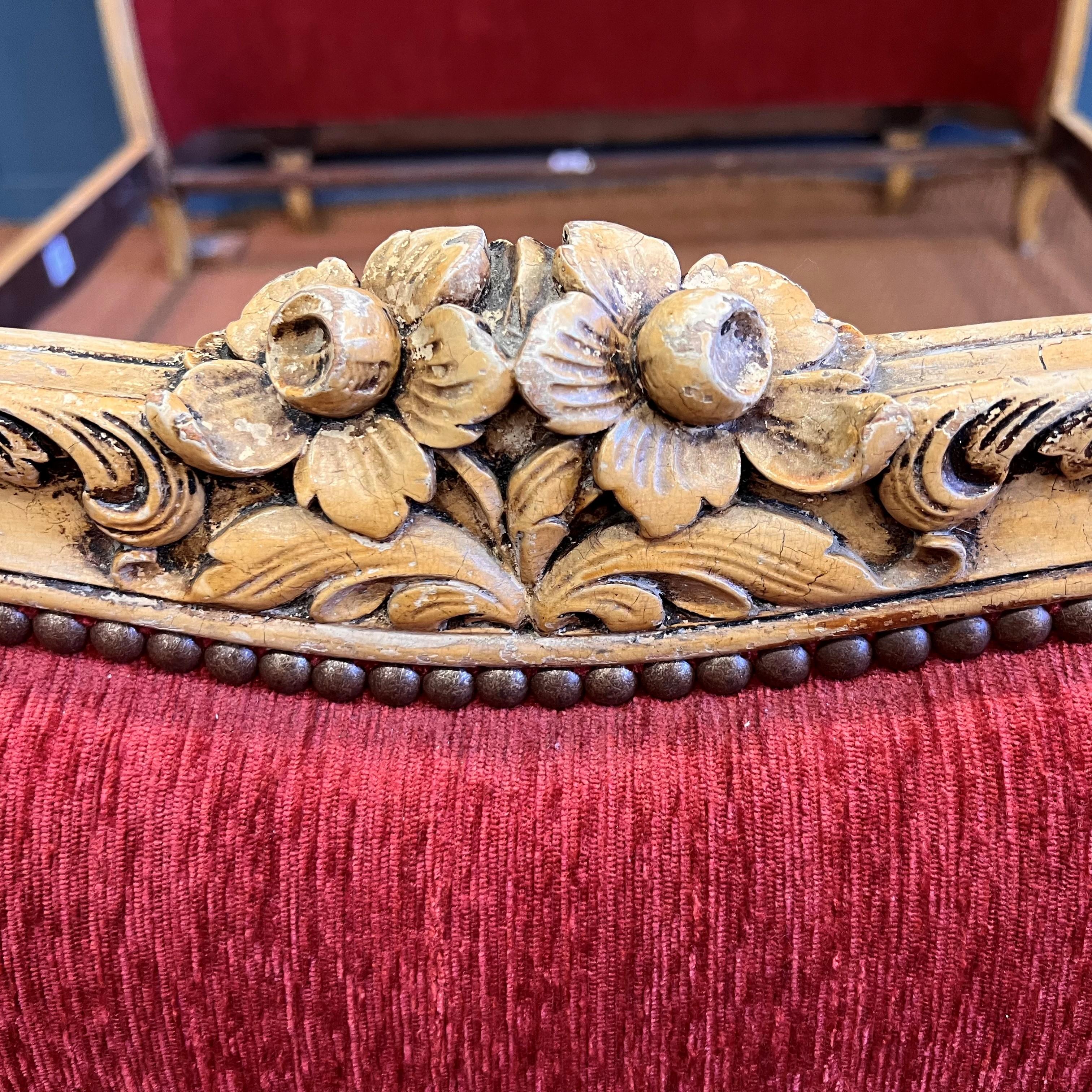 French King Size Upholstered Antique Corbeille Bed For Sale at 1stDibs