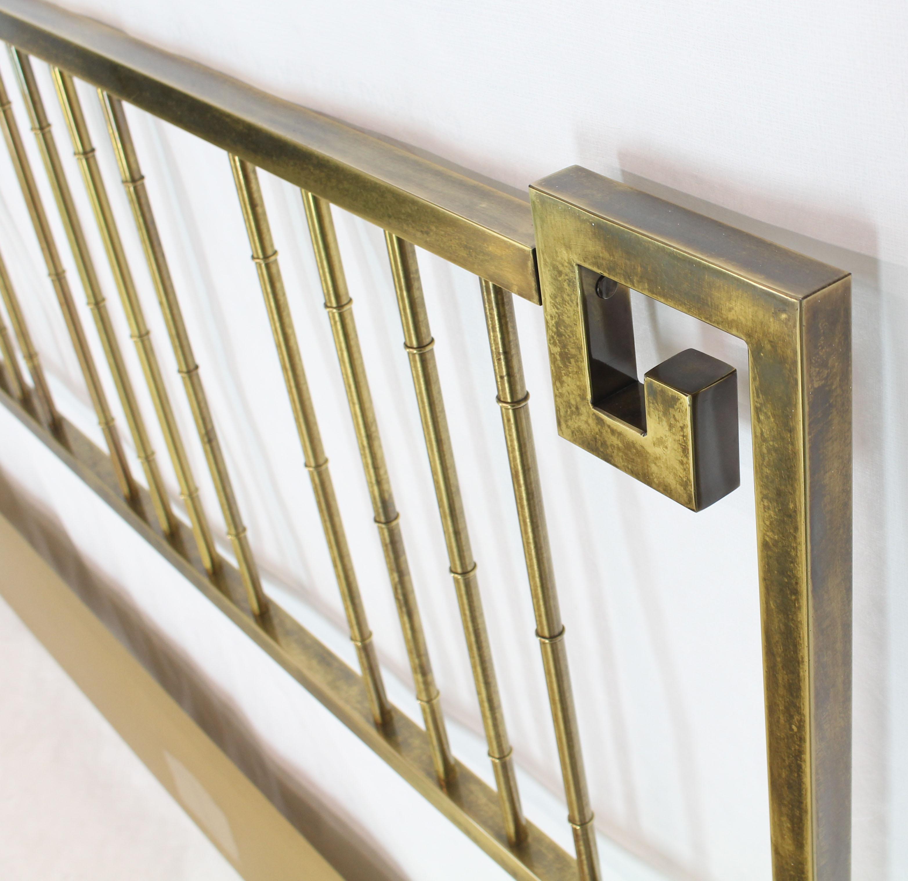 King Size Brass Headboard Bed by Mastercraft Greek Key Faux Bamboo at ...