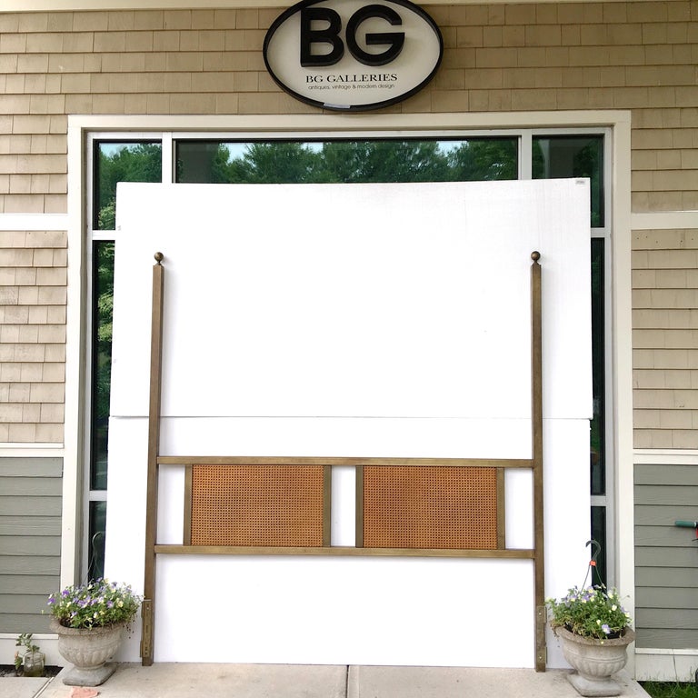 King-Size Bronze Two Poster Headboard with Caned Panels at 1stDibs