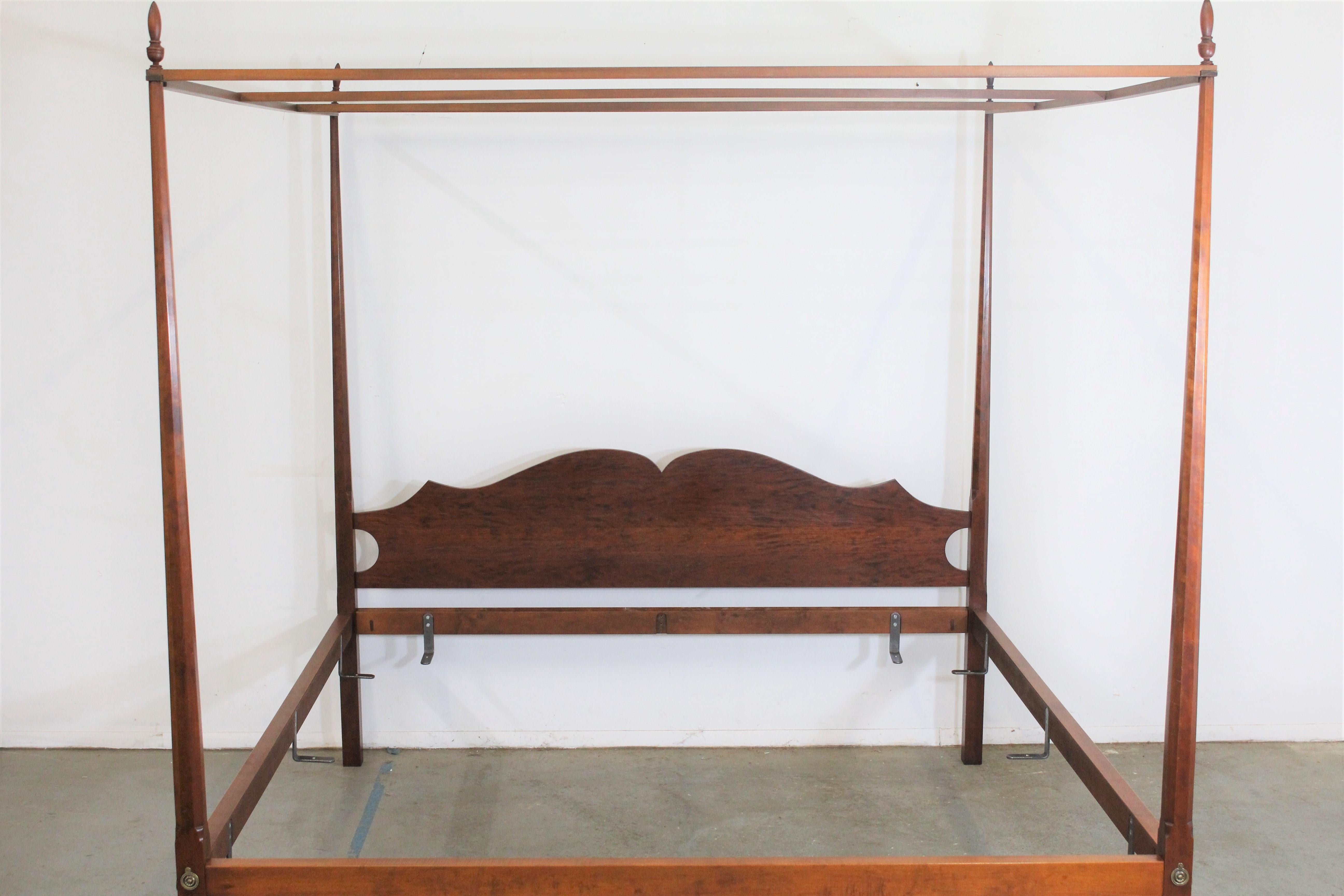 King Size Eldred Wheeler Tiger Maple Canopy Bed Frame For Sale at ...