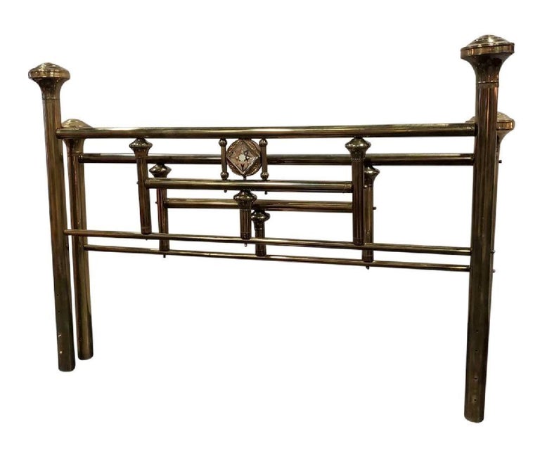 King Size Vintage Brass Bed Frame With Large Decorative Medallion ...