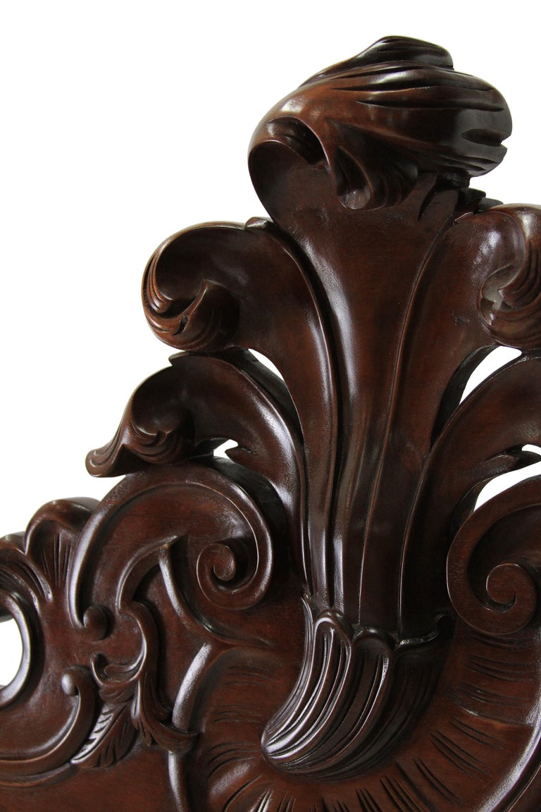 King Solid Mahogany Hand Carved Spanish Rococo Style Bed with Ball and ...