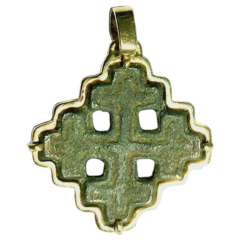 Kingdom of Jerusalem Bronze Cross Gold Pendant Ancient Byzantine ...