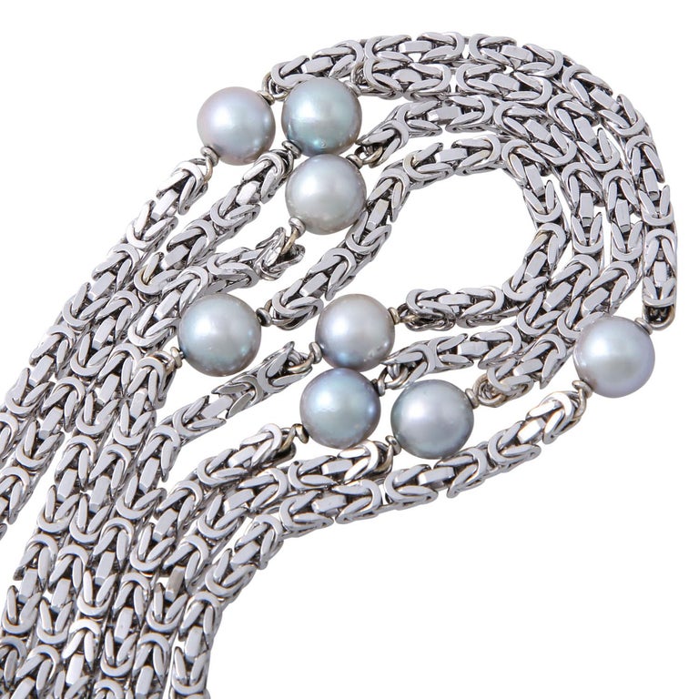 King's Necklace with Gray Cultured Pearls For Sale at 1stDibs