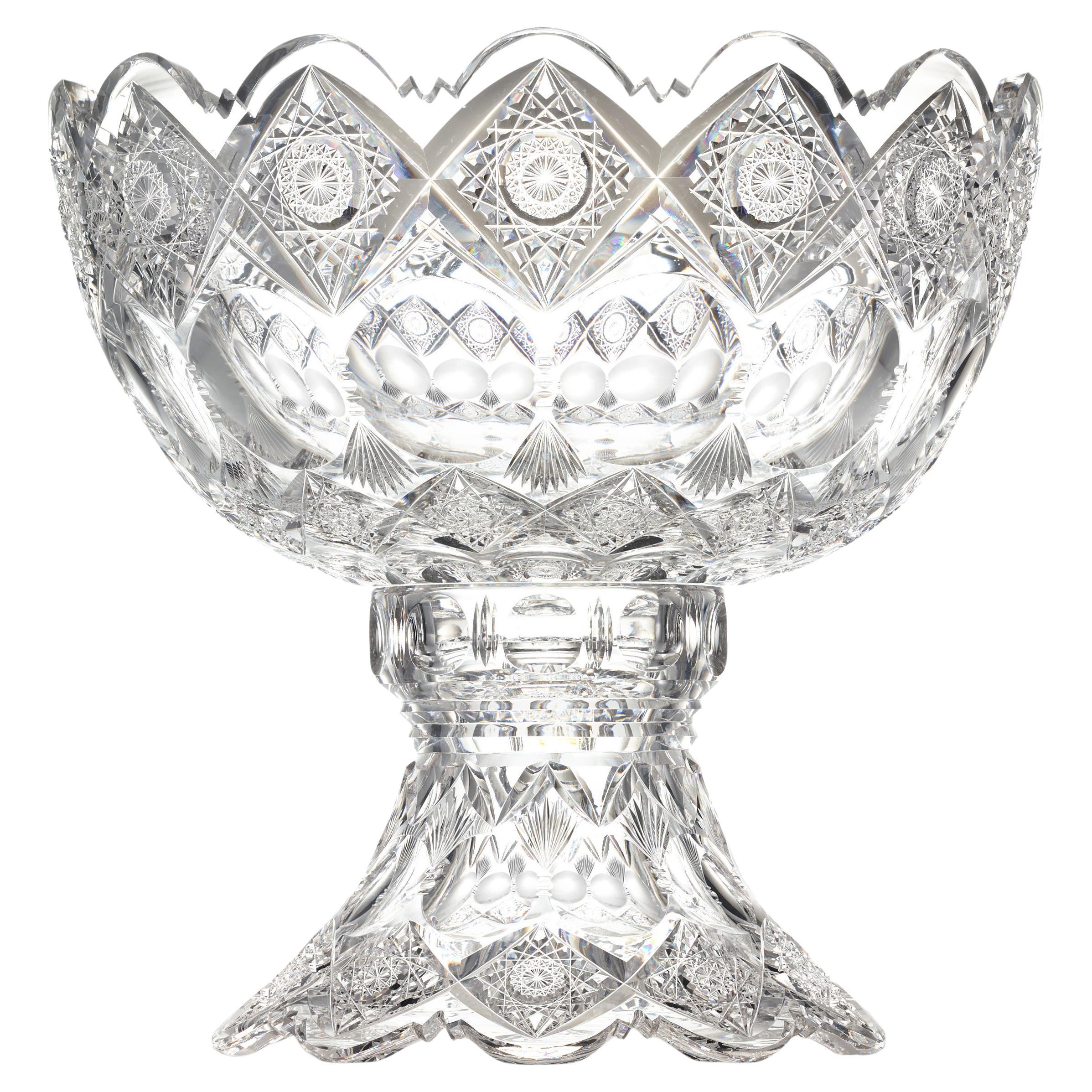 Kings Pattern Cut Glass Punch Bowl by Hawkes For Sale at 1stDibs