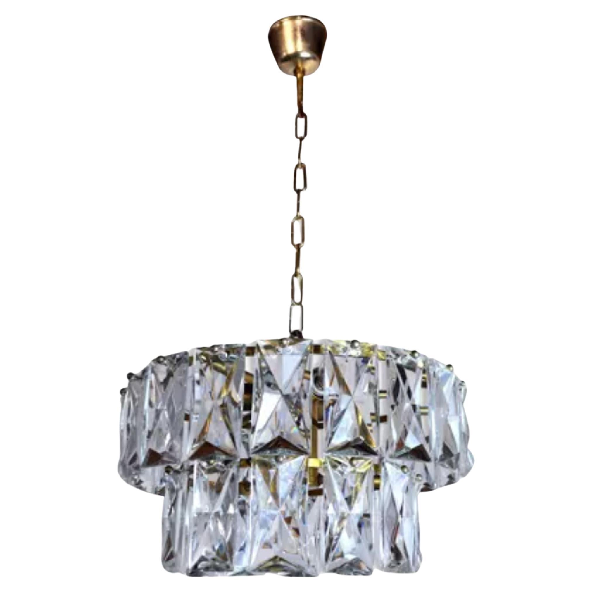 Gold-Plated Crystal Chandelier by Kinkeldey, Germany at 1stDibs