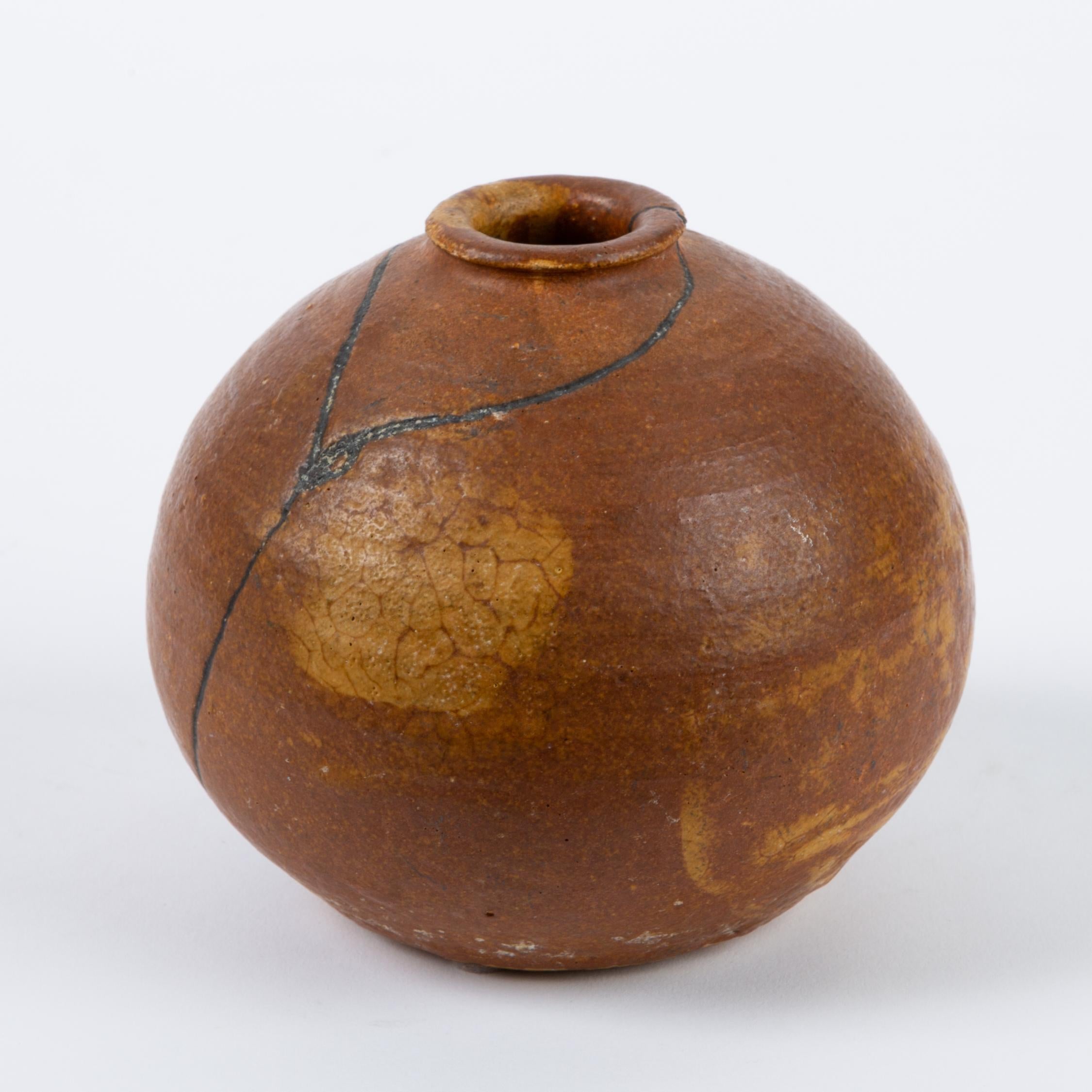 Kintsugi-Style Brown Glazed Weed Pot at 1stDibs